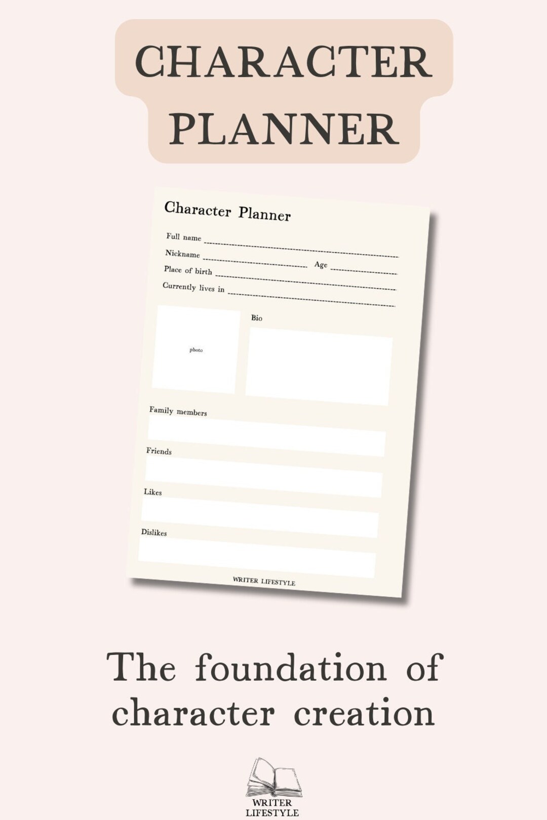 Nanowrimo Character Creation Worksheet for Preptober, Creative Writing ...