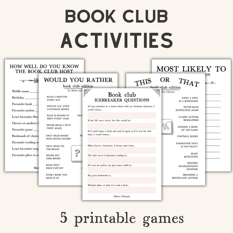 Bookish Activity Sheet - Etsy