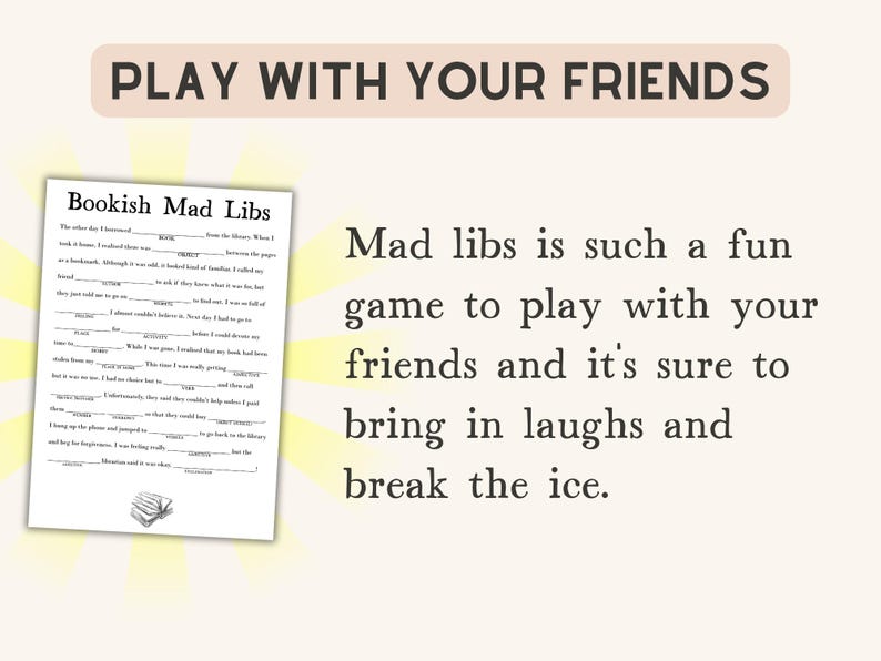 Printable Mad Libs Bundle for Bookworms, Book Club Game, Funny Party ...