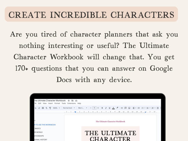 The Ultimate Character Workbook on Google Docs - Etsy