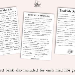 Printable Mad Libs Bundle for Bookworms, Book Club Game, Funny Party ...