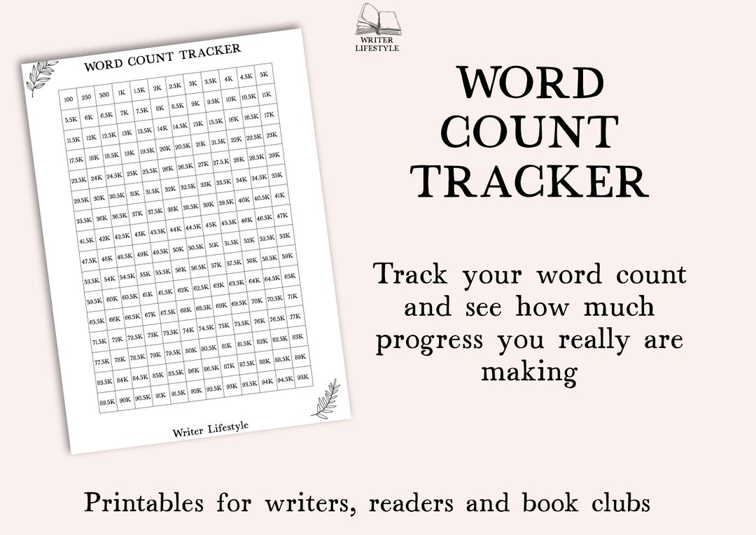 Printable Word Count Tracker for Writers Author Printables - Etsy