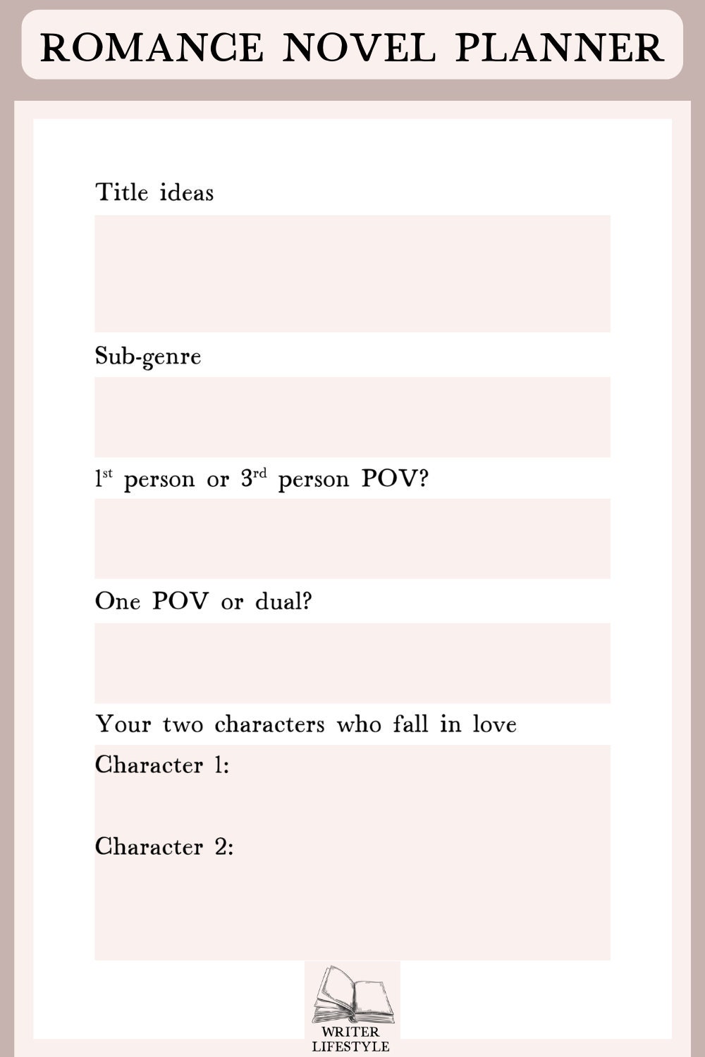 Romance Novel Workbook, Plot Planner for Romance Writers, Writer ...