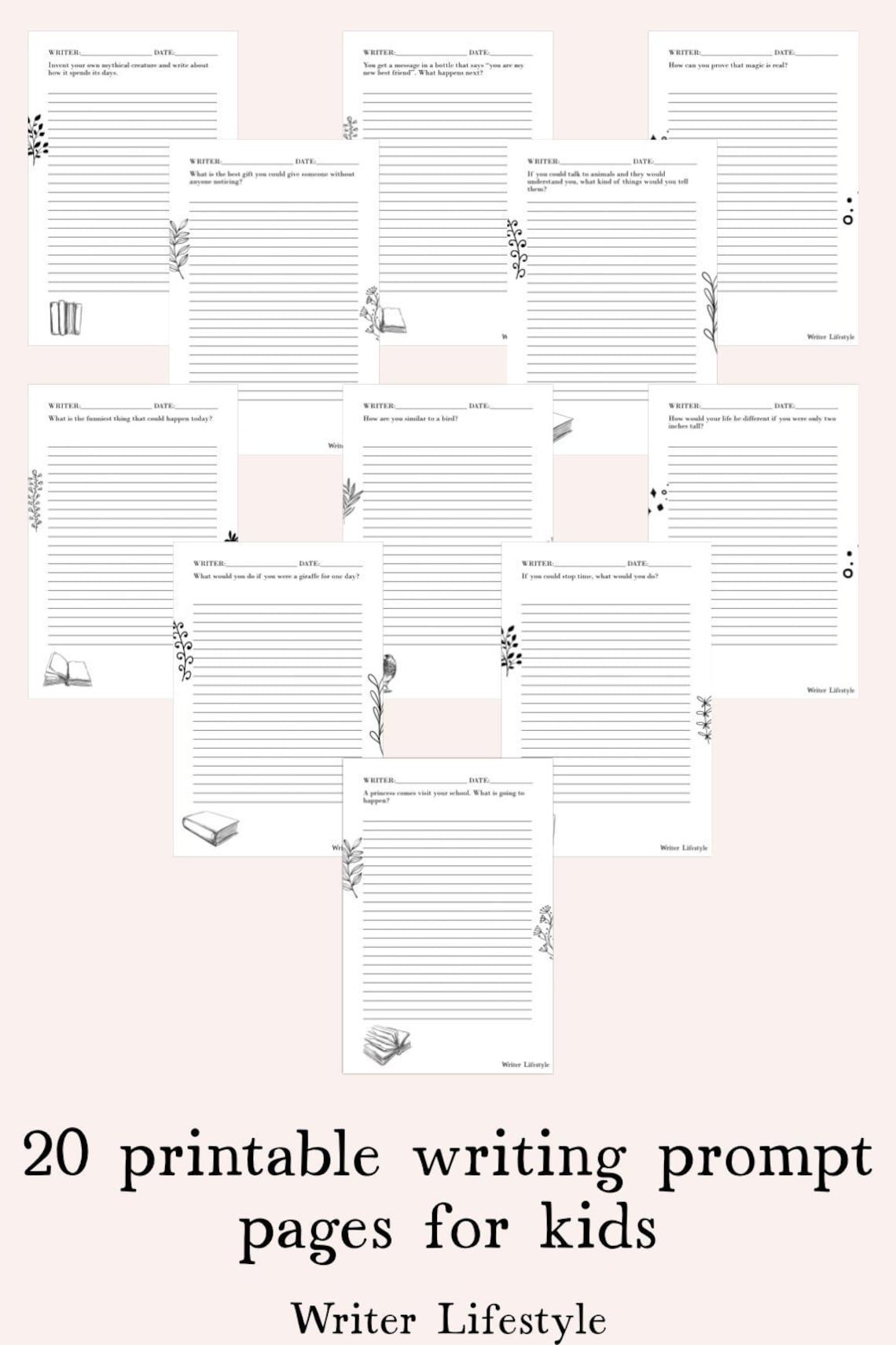 Story Prompts for Kids Printable Writing Prompt Pages for - Etsy UK