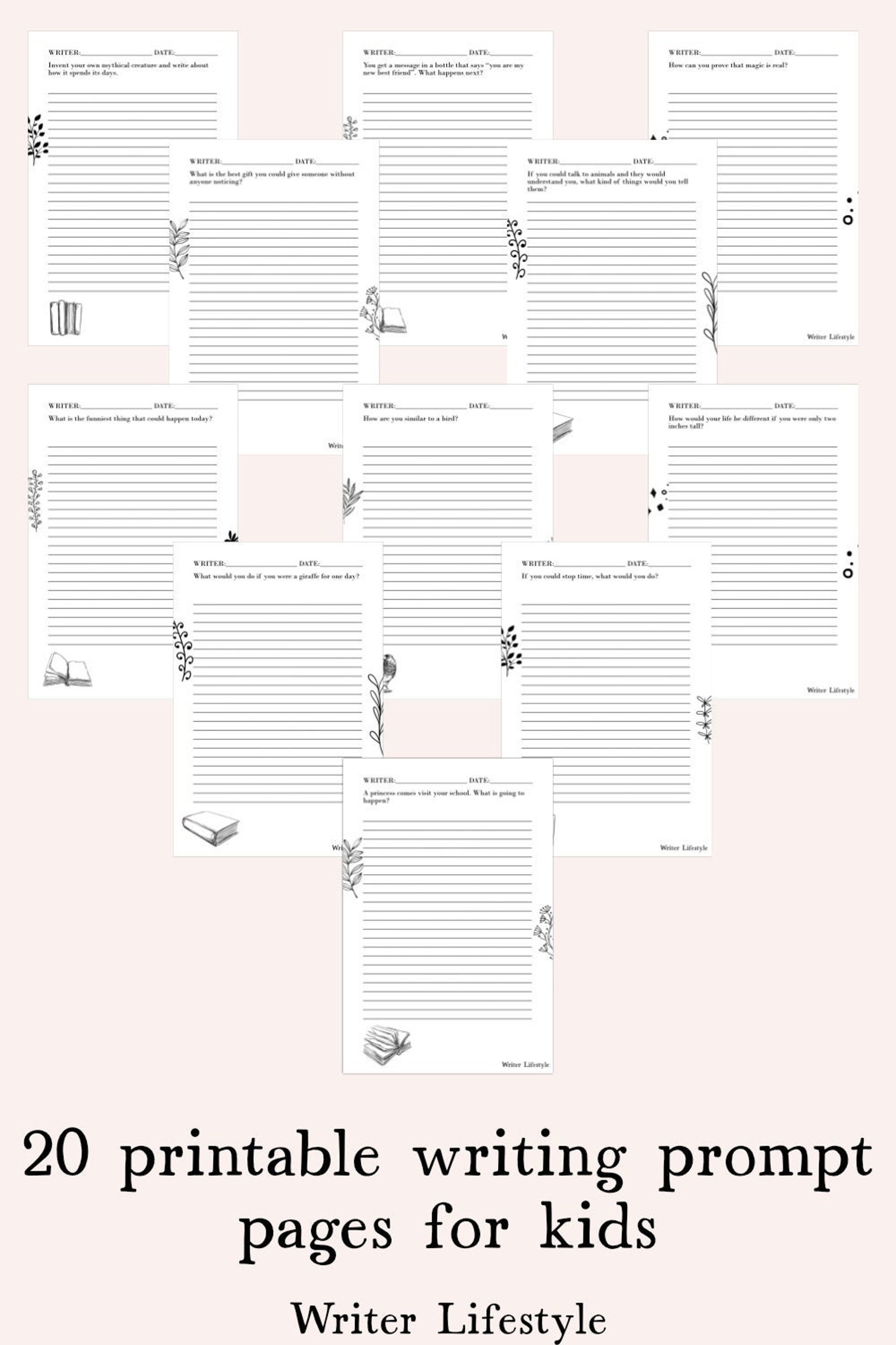 Story Prompts for Kids Printable Writing Prompt Pages for - Etsy UK