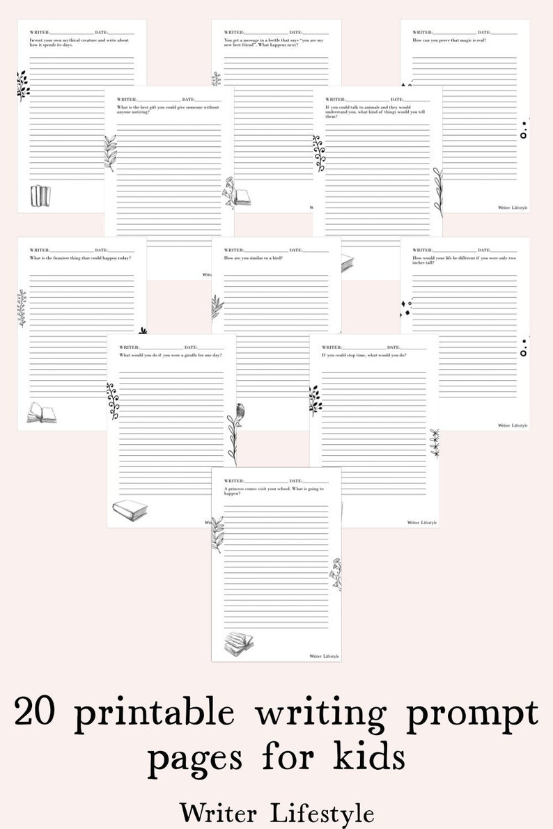 Story Prompts for Kids Printable Writing Prompt Pages for - Etsy UK