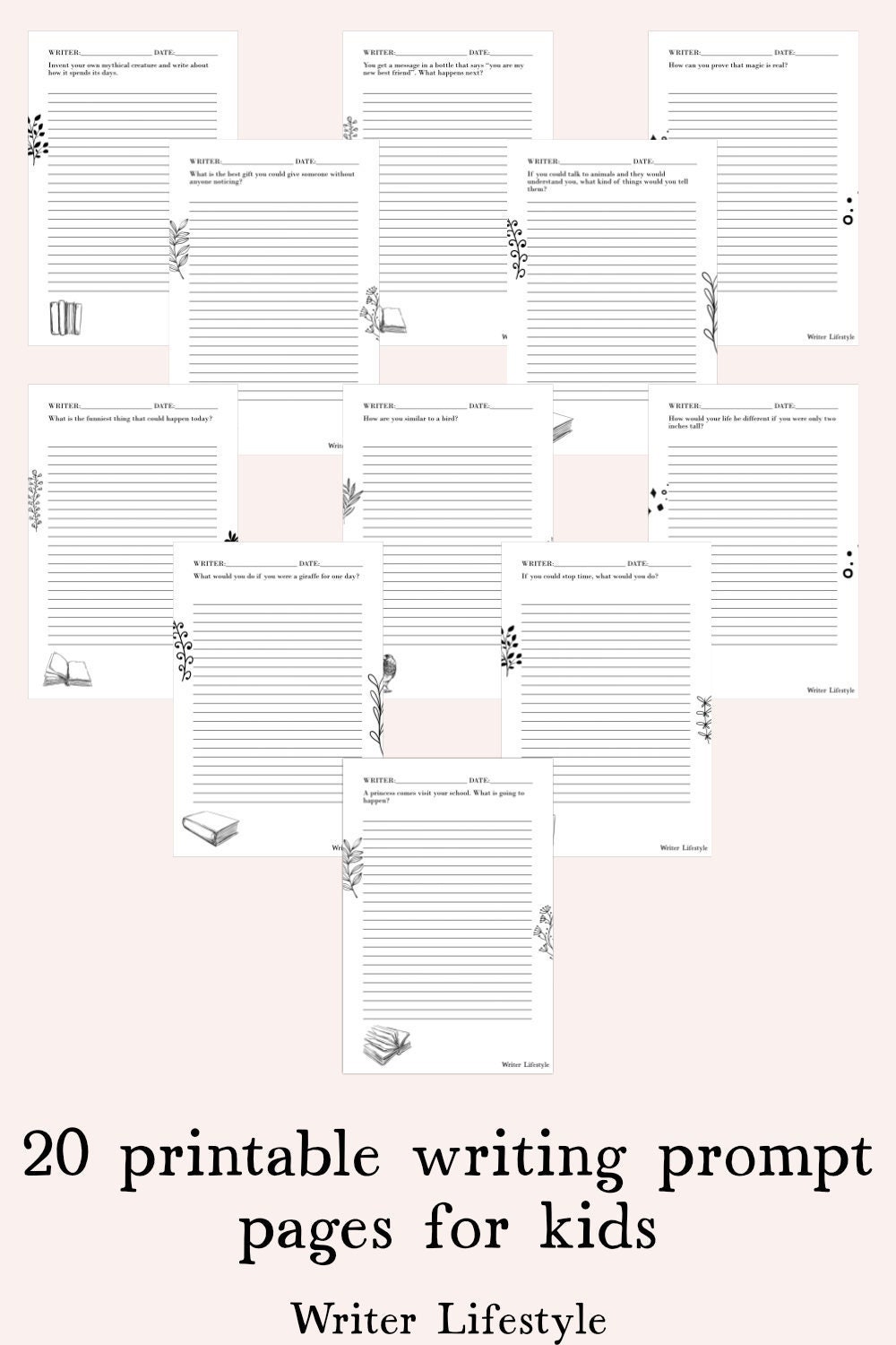 Story Prompts for Kids Printable Writing Prompt Pages for - Etsy UK