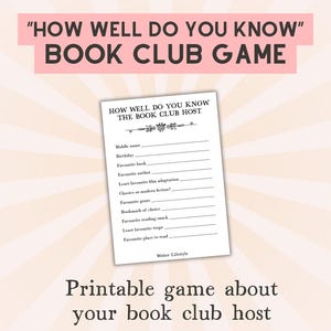 How Well Do You Know the Book Club Host Printable Game - Etsy