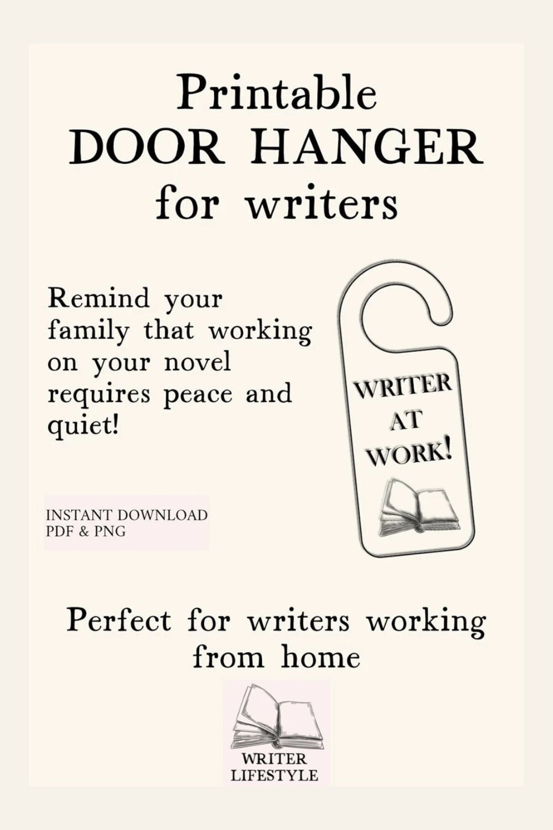 Printable Door Hanger, Writer at Work, Do Not Disturb, Printables for ...