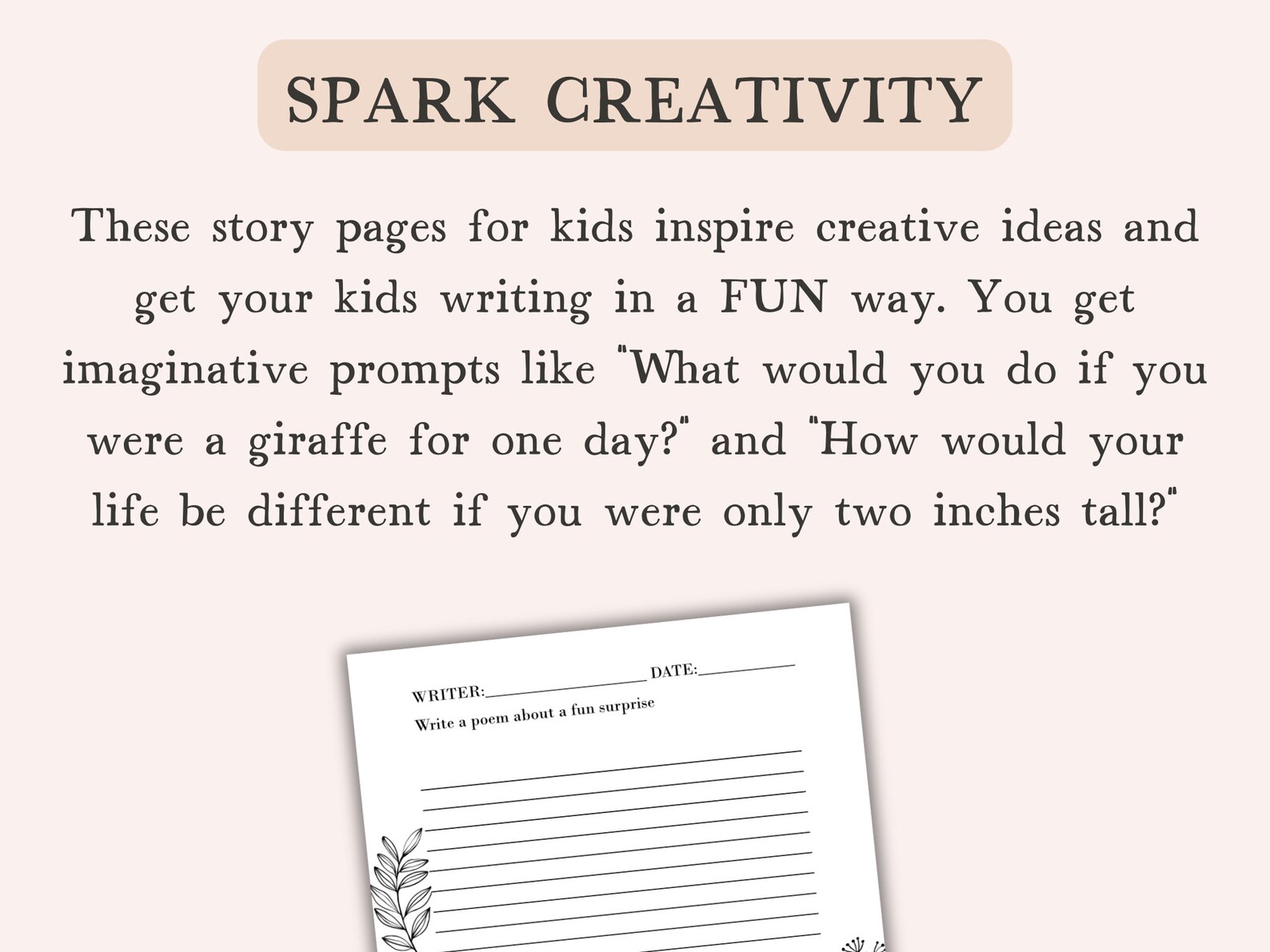 Story Prompts for Kids, Printable Writing Prompt Pages for Middle ...