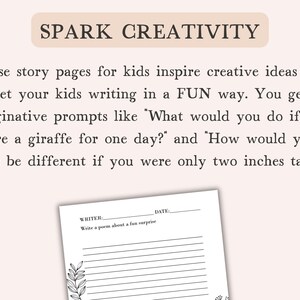 Story Prompts for Kids, Printable Writing Prompt Pages for Middle ...