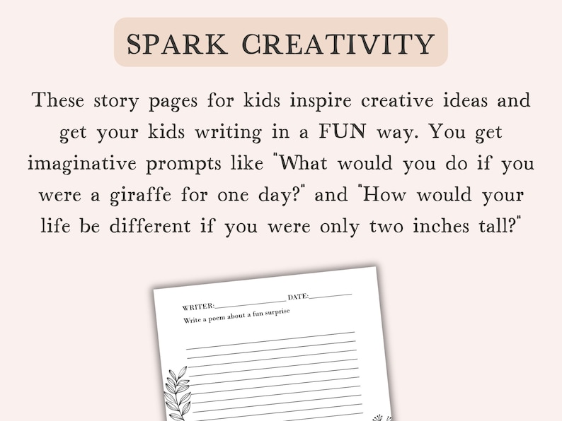 Story Prompts for Kids, Printable Writing Prompt Pages for Middle ...
