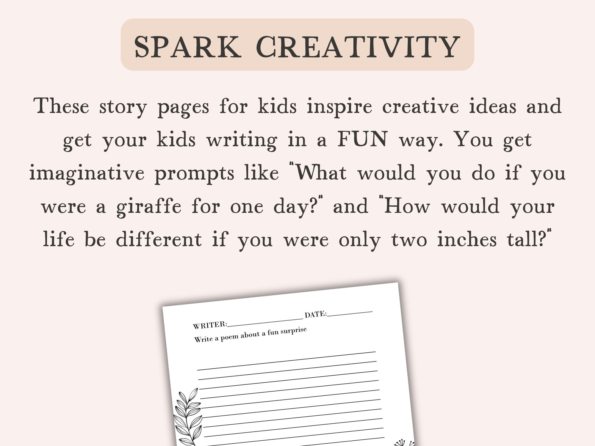 Story Prompts for Kids, Printable Writing Prompt Pages for Middle ...