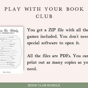 Printable Game Bundle for Book Clubs, Bookworm Party Games, Book Club ...