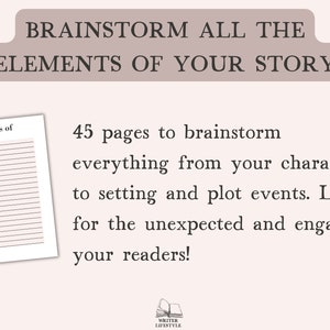 Brainstorming Printables for Writers, Novel Planner Worksheets ...