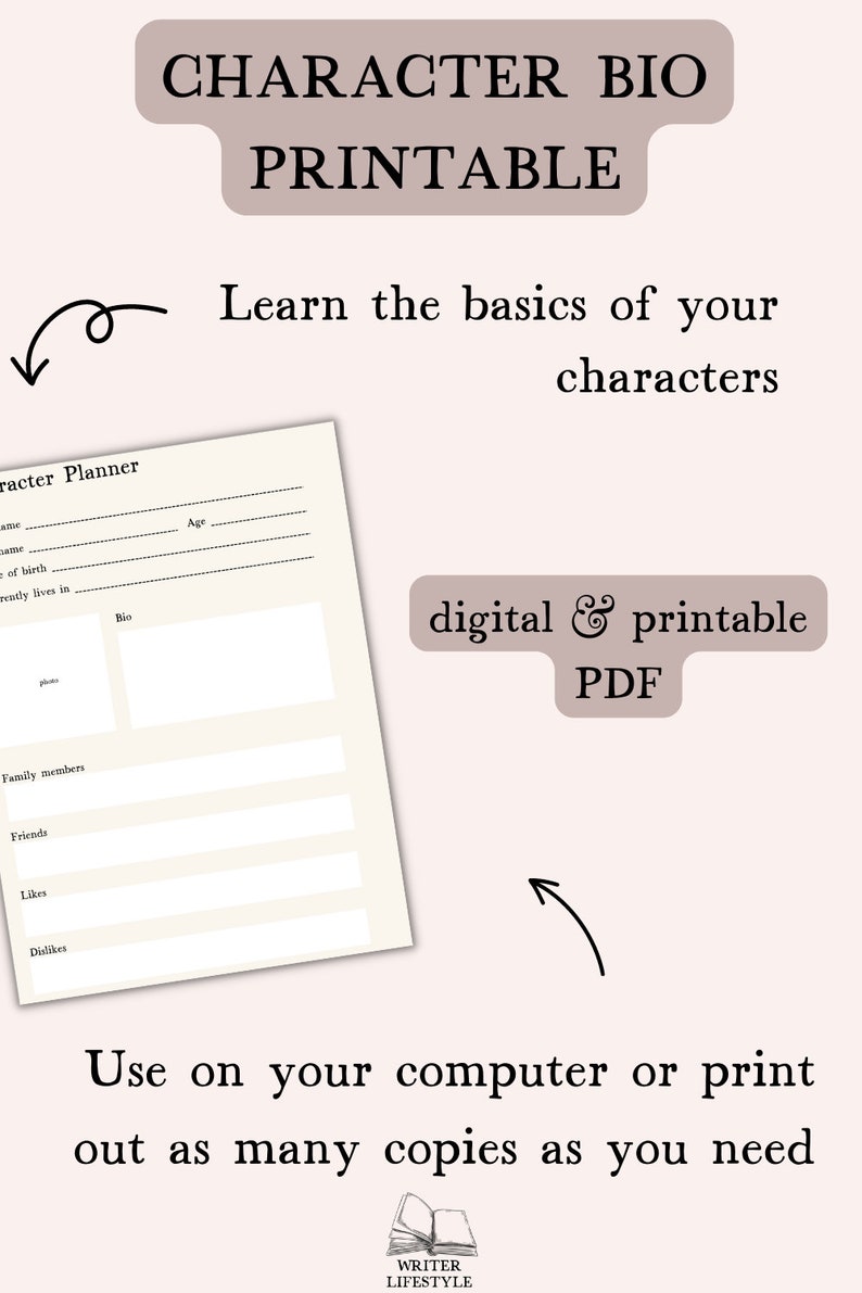 Character Creation Worksheet Creative Writing Worksheets for - Etsy