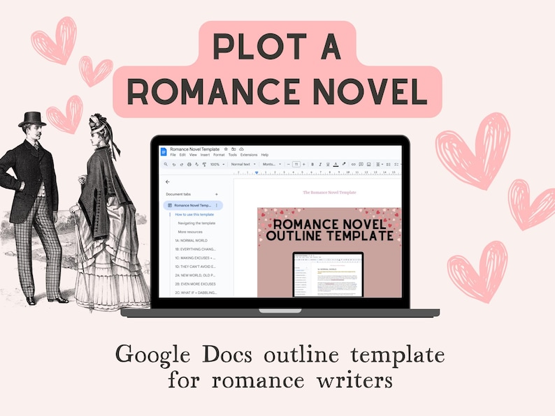 Romance Novel Outline Template for Google Docs, Story Planner for Plot Development and Character ...
