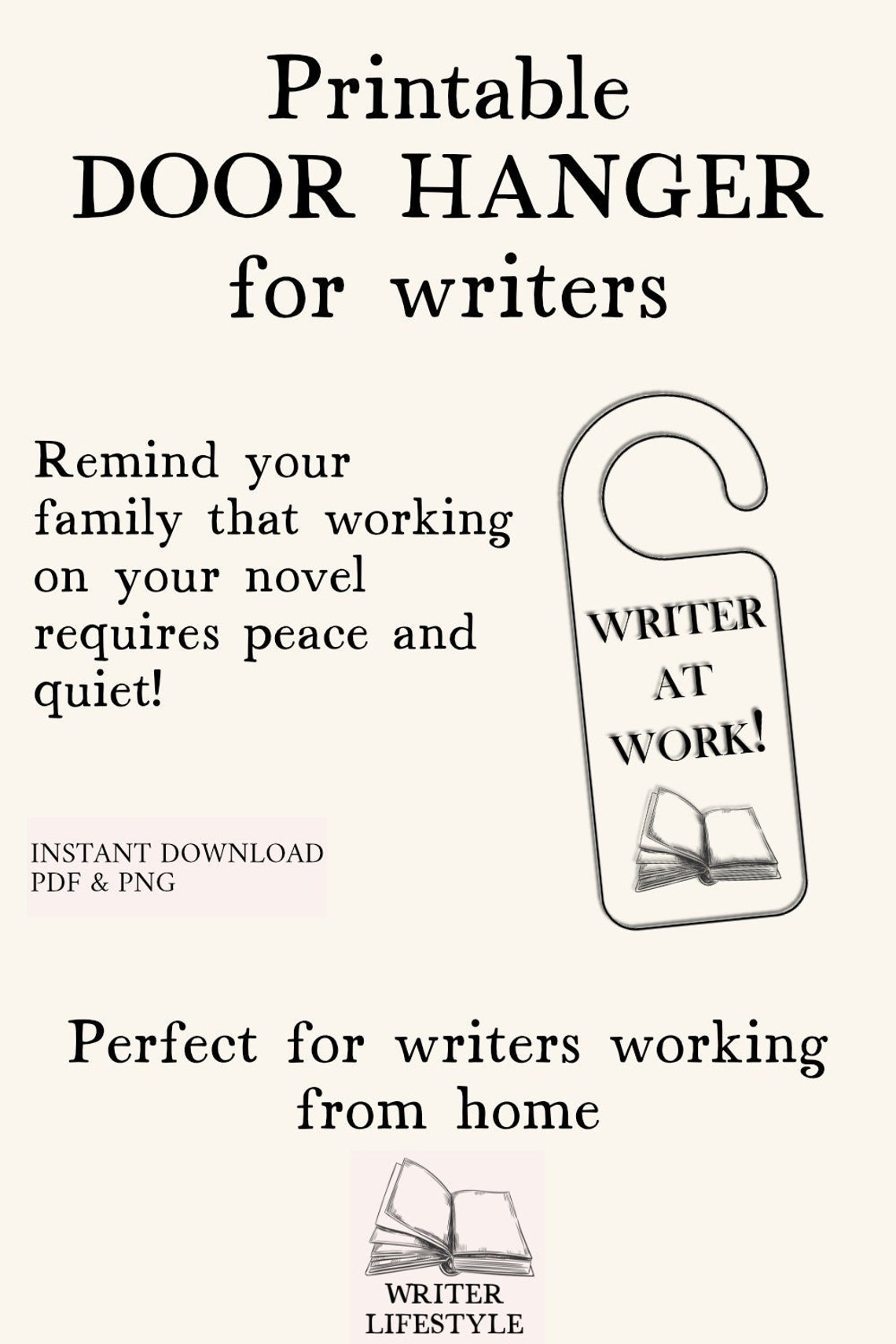 Printable Door Hanger, Writer at Work, Do Not Disturb, Printables for ...