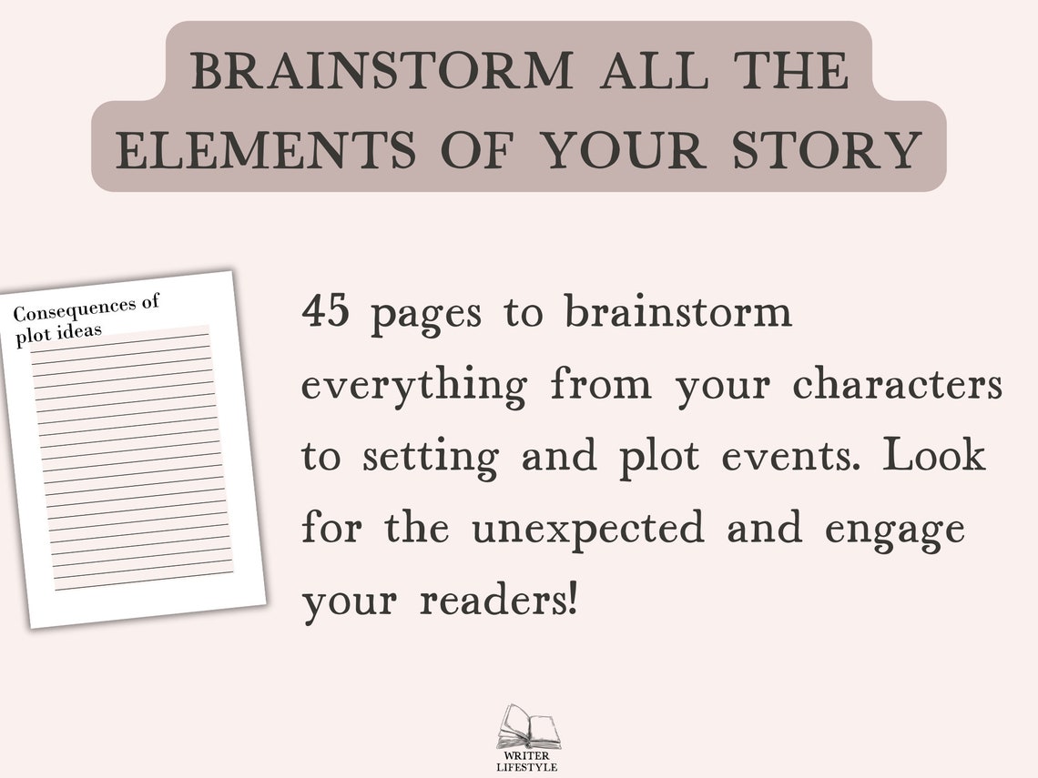Brainstorming Template for Writers, Novel Planning Printables, Story ...