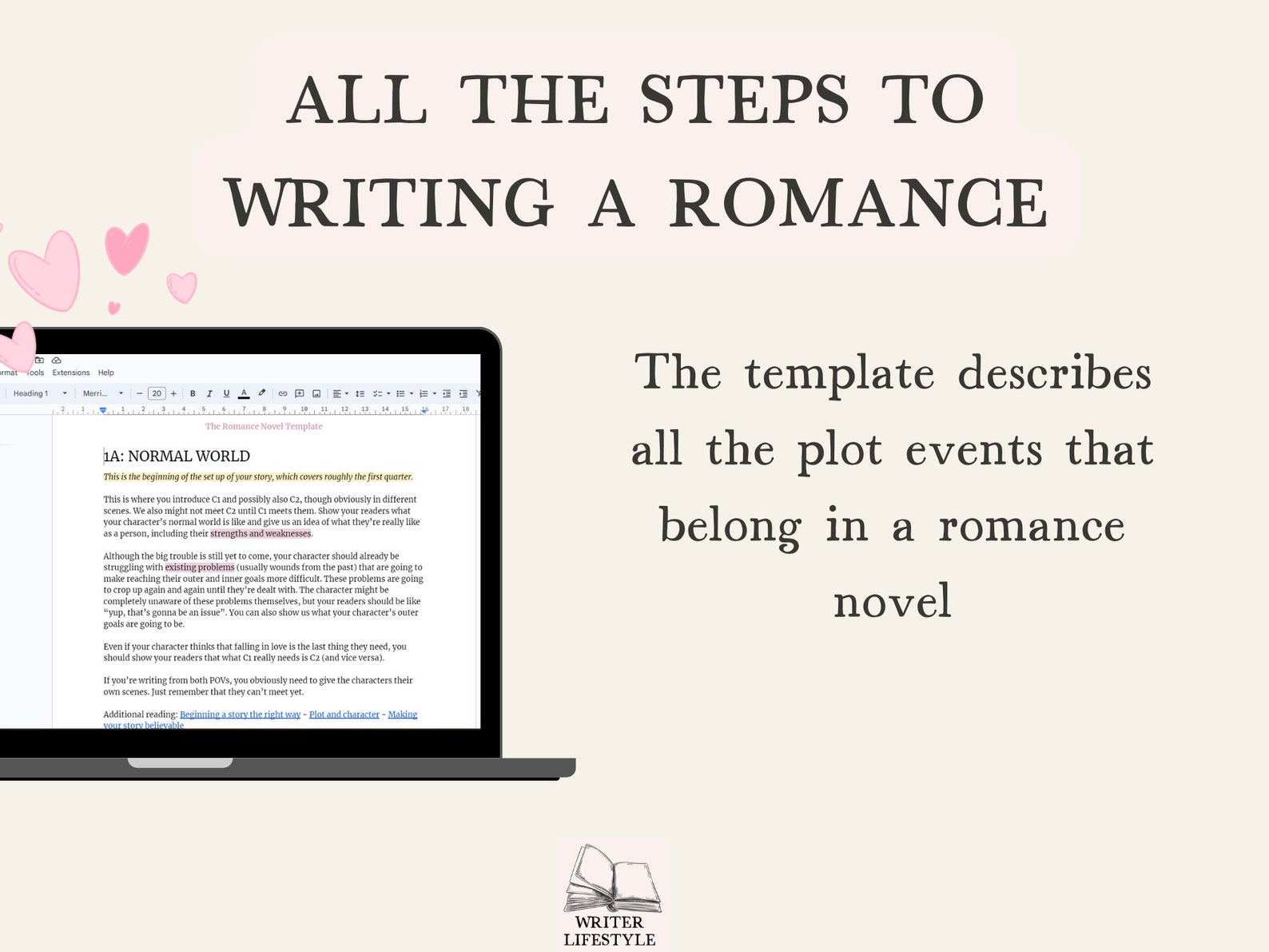 Romance Novel Outline Template for Google Docs, Romance Writing ...