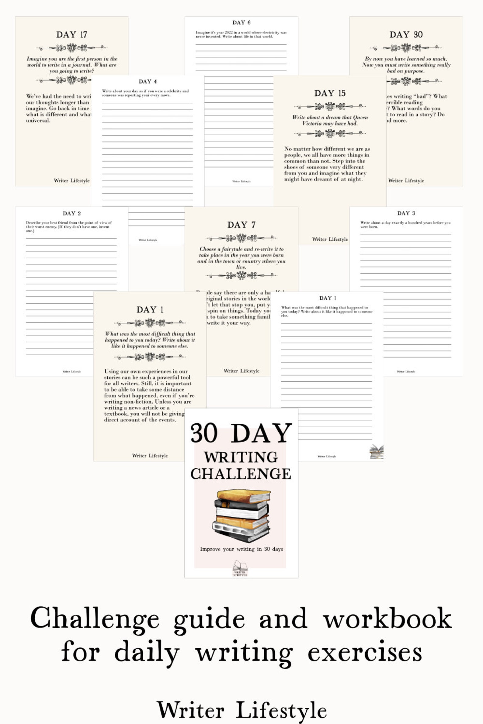 30 Day Writing Challenge With Workbook Daily Creative Writing - Etsy UK