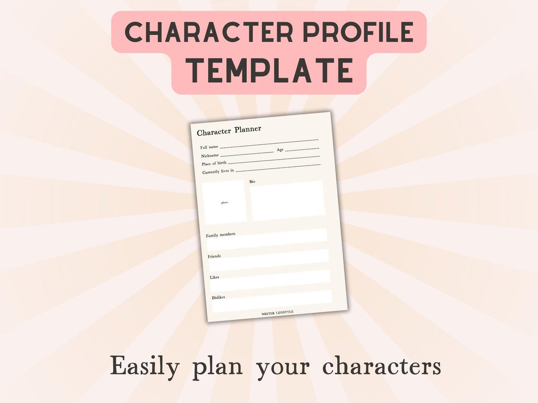 Character Profile Template, Creative Writing Worksheets for Authors ...