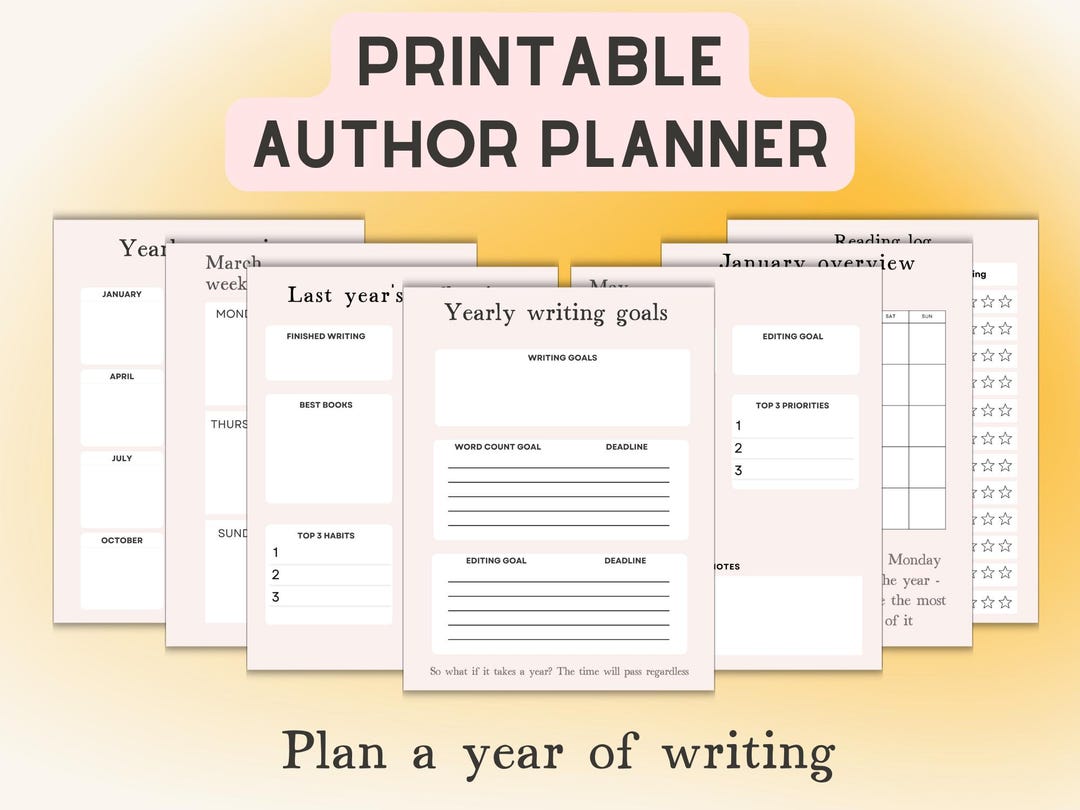 Printable Author Planner With Yearly, Monthly and Weekly Planning Pages ...