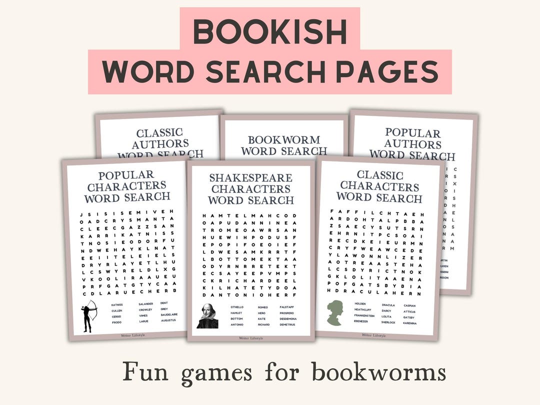 Word Search Bundle for Book Clubs (printable PDF) - Etsy