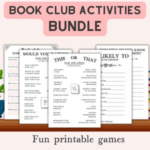 Book Club Icebreaker Activities Bundle, Printable Games, Get to Know ...
