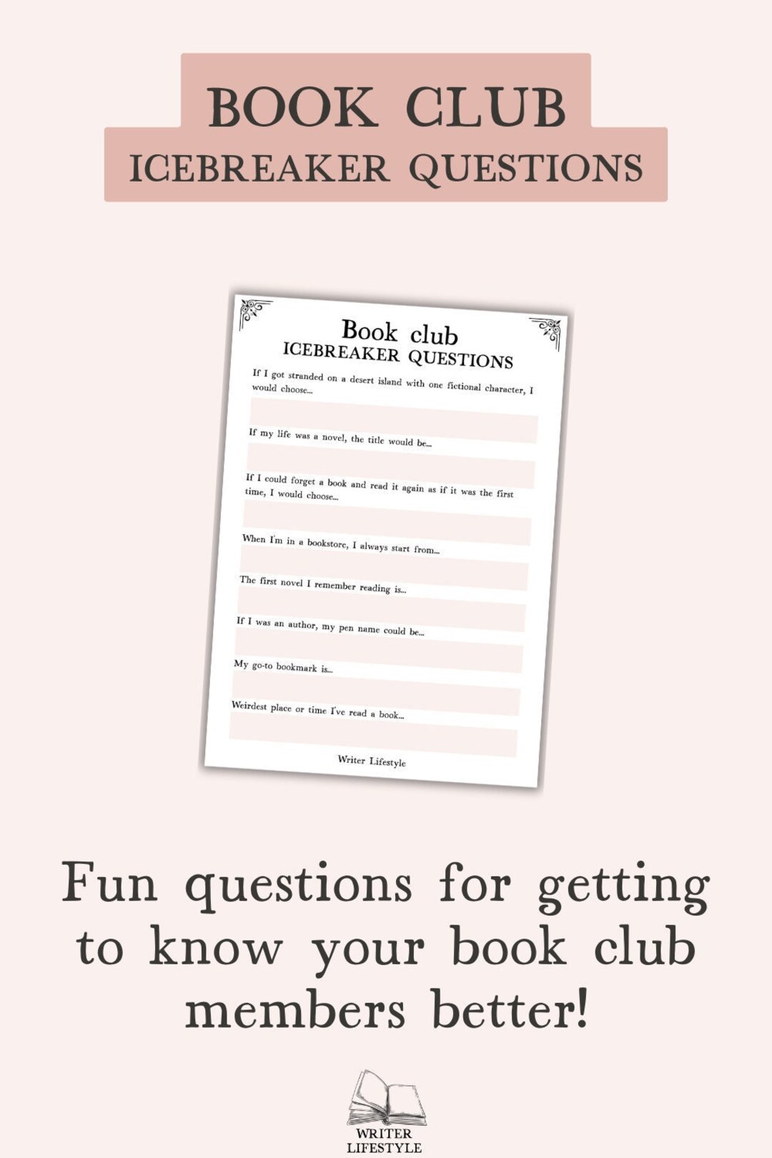 Icebreaker Questions for Book Club, Printable Games for Reading Group ...
