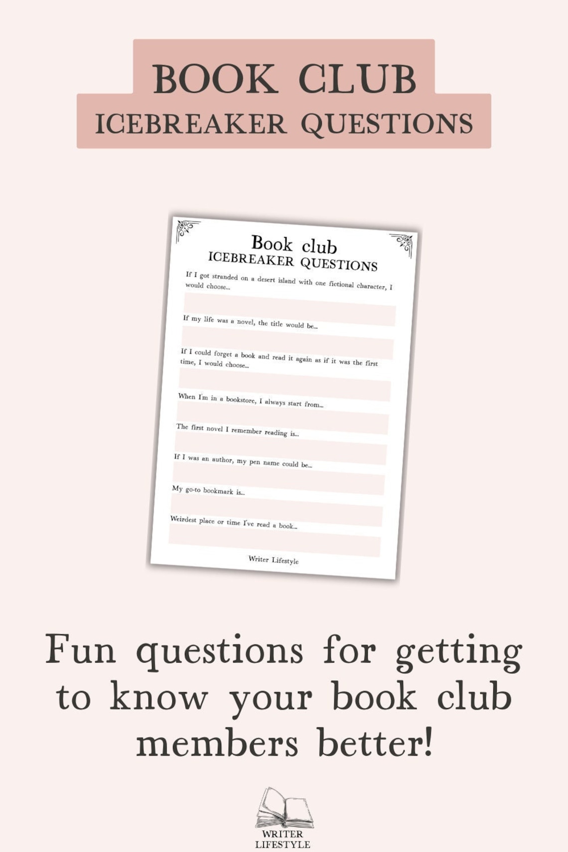 Icebreaker Questions for Book Club, Printable Games for Reading Group ...