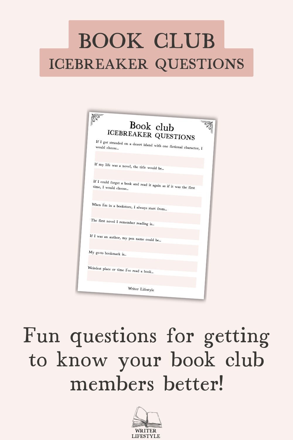 Icebreaker Questions for Book Club, Printable Games for Reading Group ...