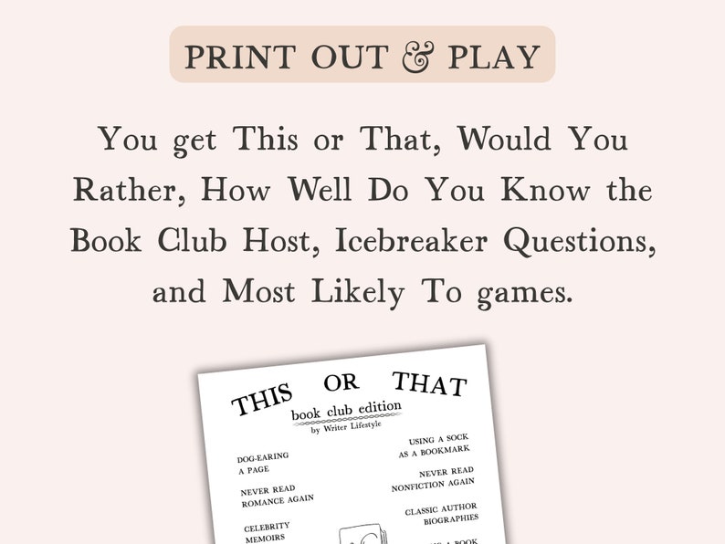 Book Club Icebreaker Activities Bundle, Printable Games, Get to Know ...