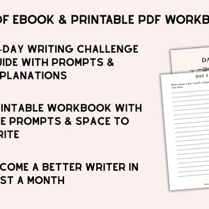 30 Day Writing Challenge With Workbook (PDF Ebooks) - Etsy