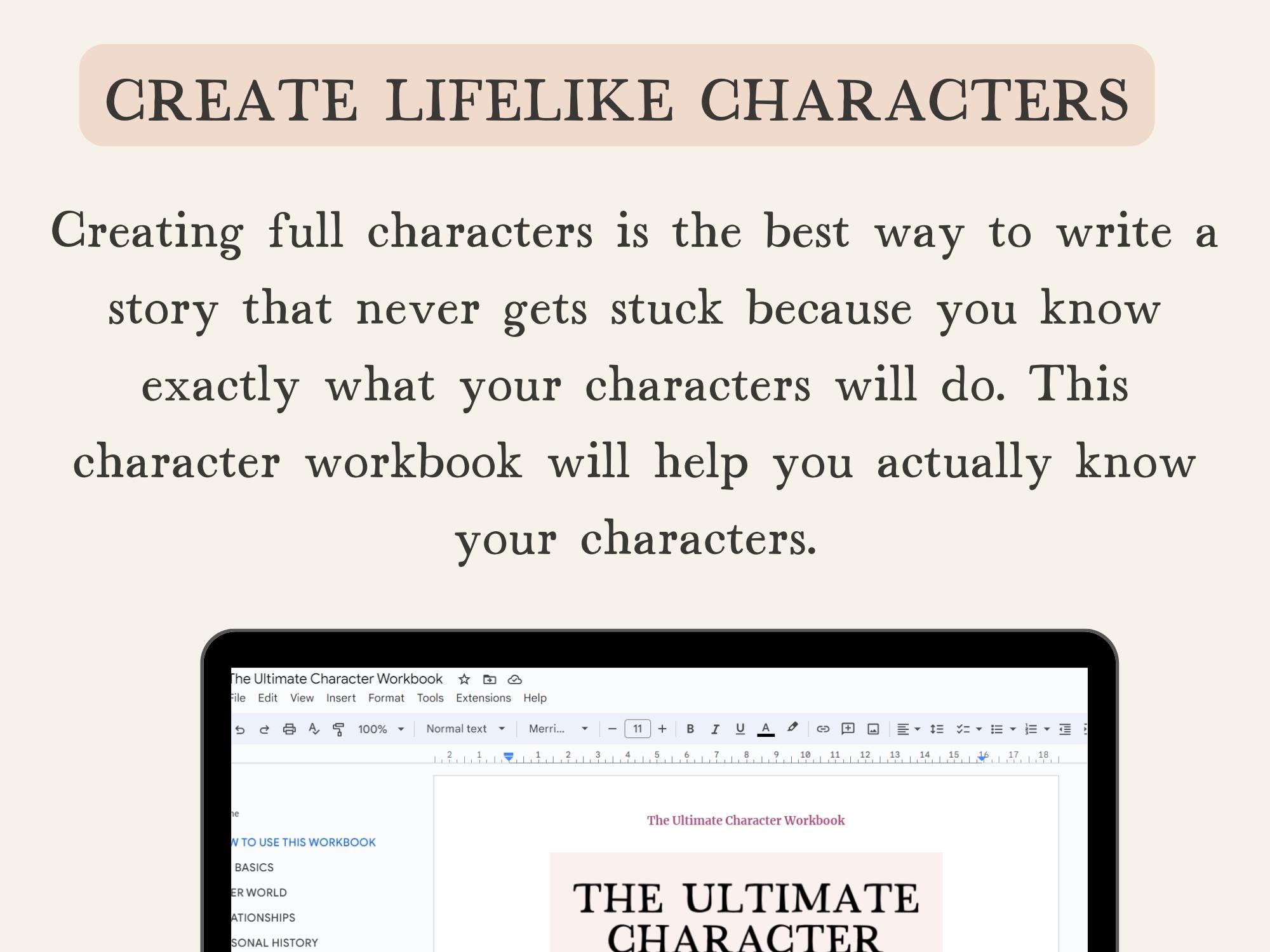 The Ultimate Character Workbook on Google Docs - Etsy