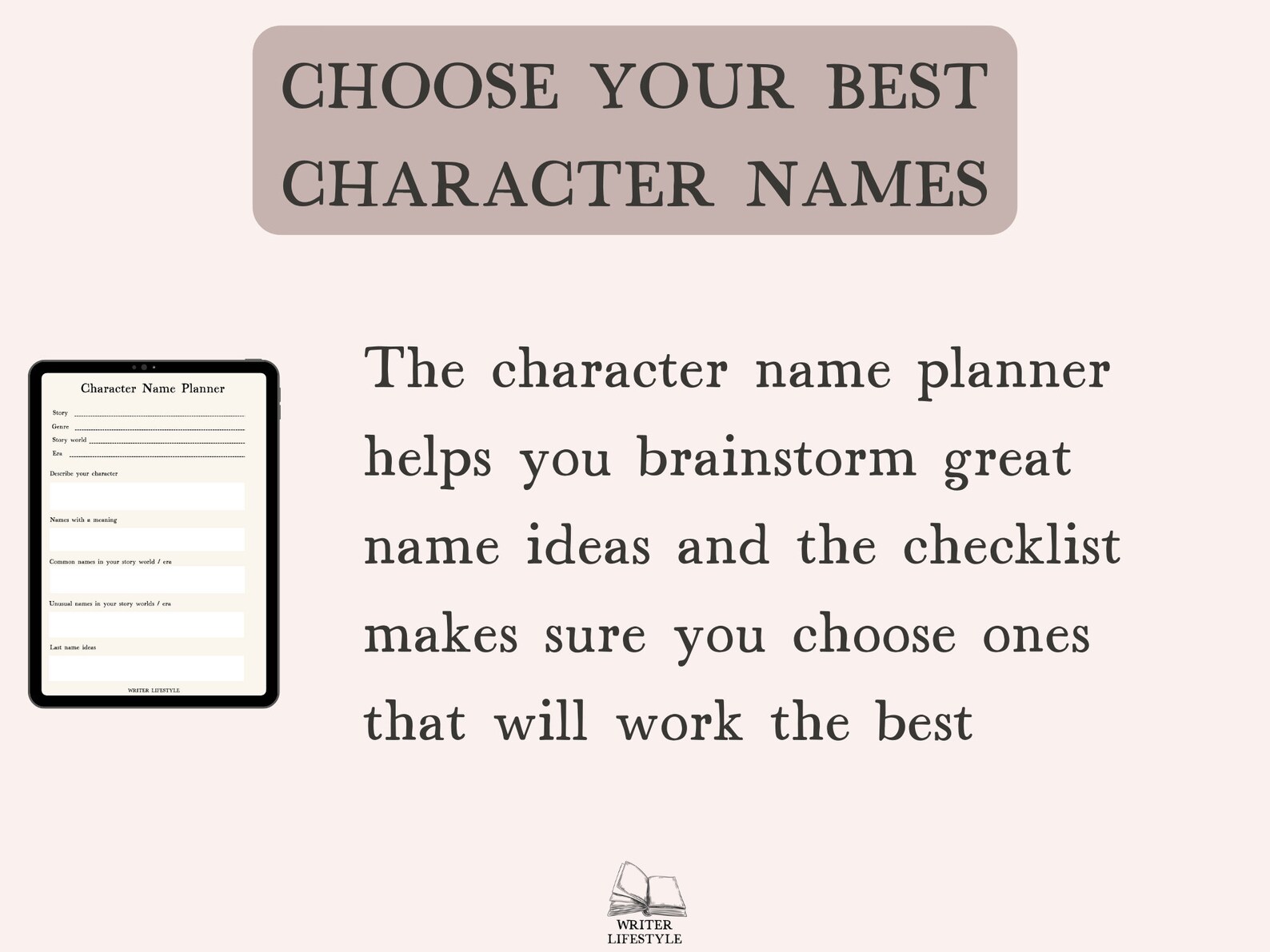 Character Name Planner, Printable and Digital Writer Worksheet - Etsy