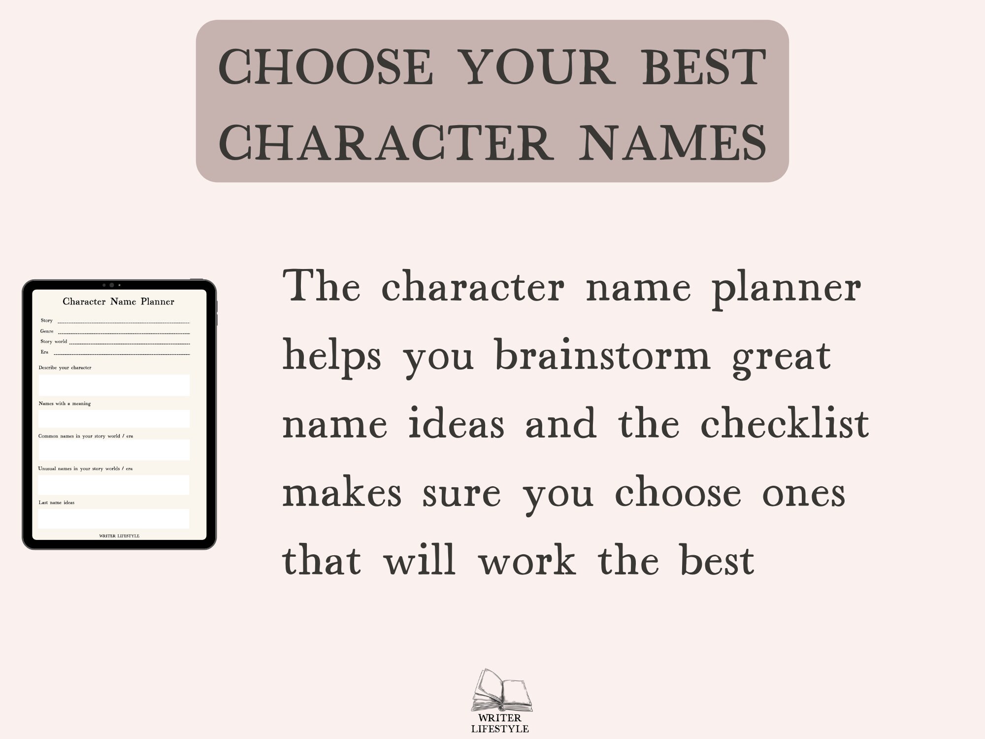Character Name Planner, Printable and Digital Writer Worksheet - Etsy