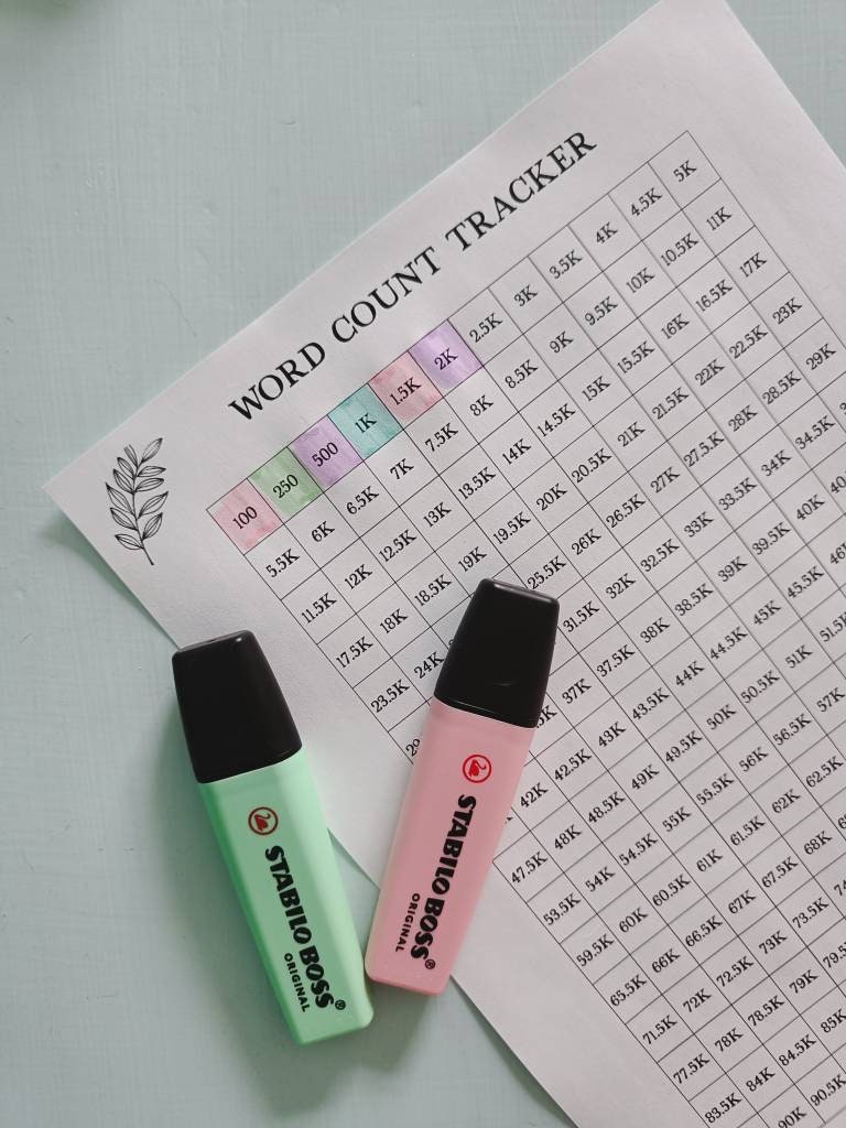 Word Count Tracker for Writers, Printables for Writing a Book ...