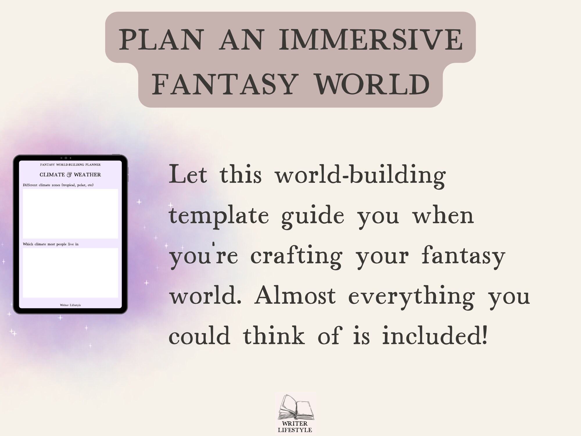 Fantasy Worldbuilding Template Fantasy Novel Setting Planner World
