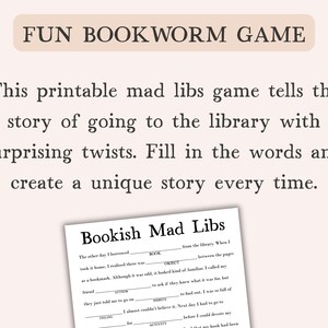 Bookish Mad Libs, Fun Printable Party Game for Bookworms, Library Game ...