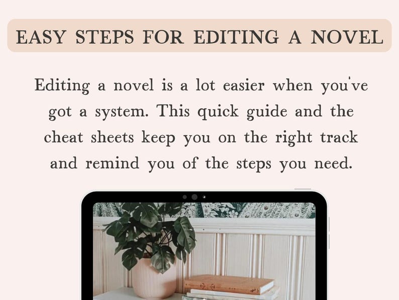 Quick Guide and Cheat Sheets to Editing Your Novel, Printables for ...