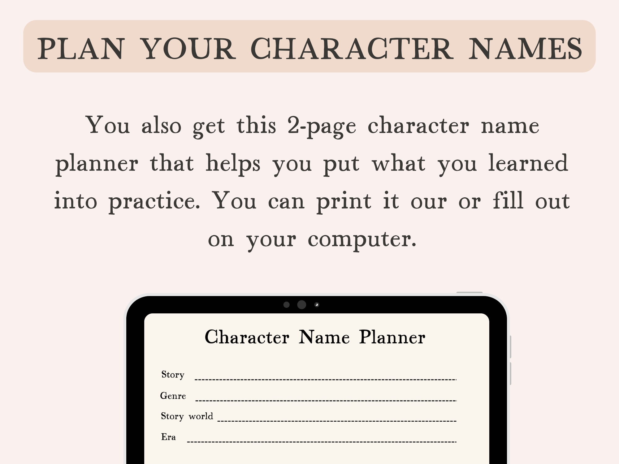 Character Name Video Workshop, How to Name Your Novel Characters ...