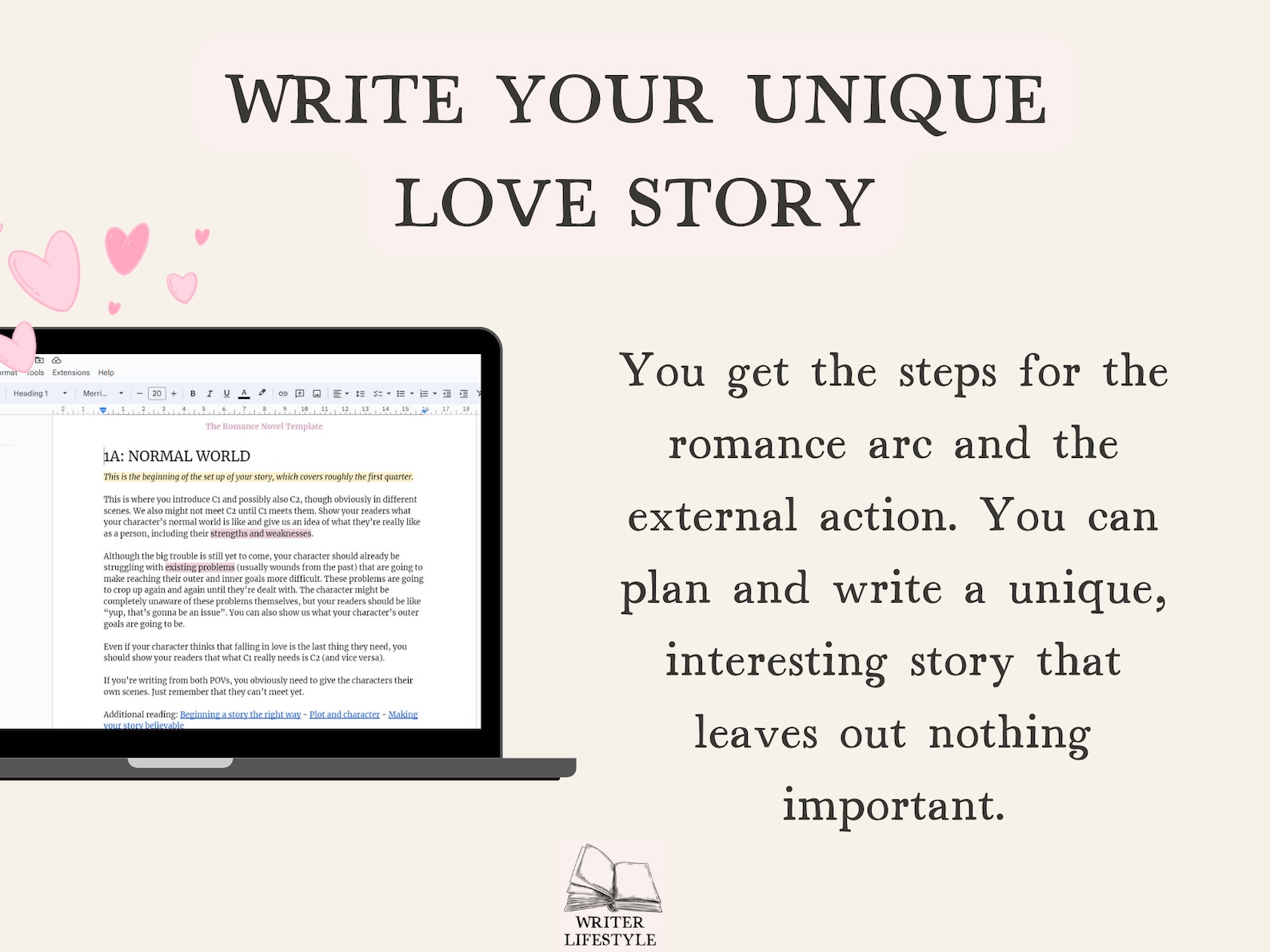 Romance Novel Outline Template for Google Docs, Romance Writing ...
