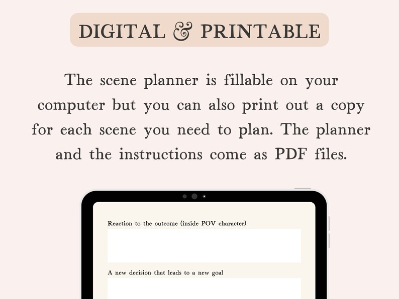 Novel Scene Planner Printable, Novel Outline Template, Writing a Novel ...