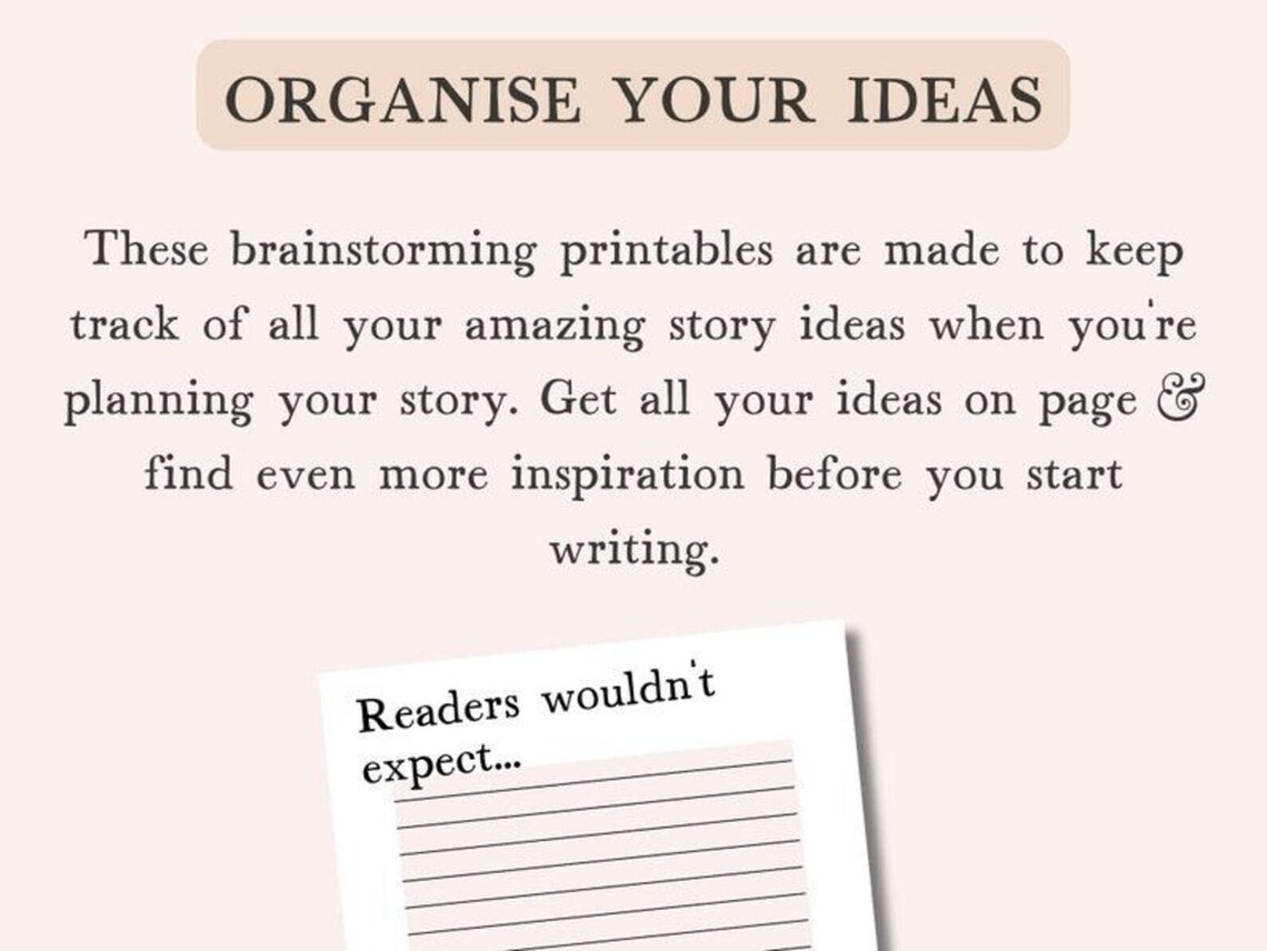 Brainstorming Template for Writers, Novel Planning Printables, Story ...