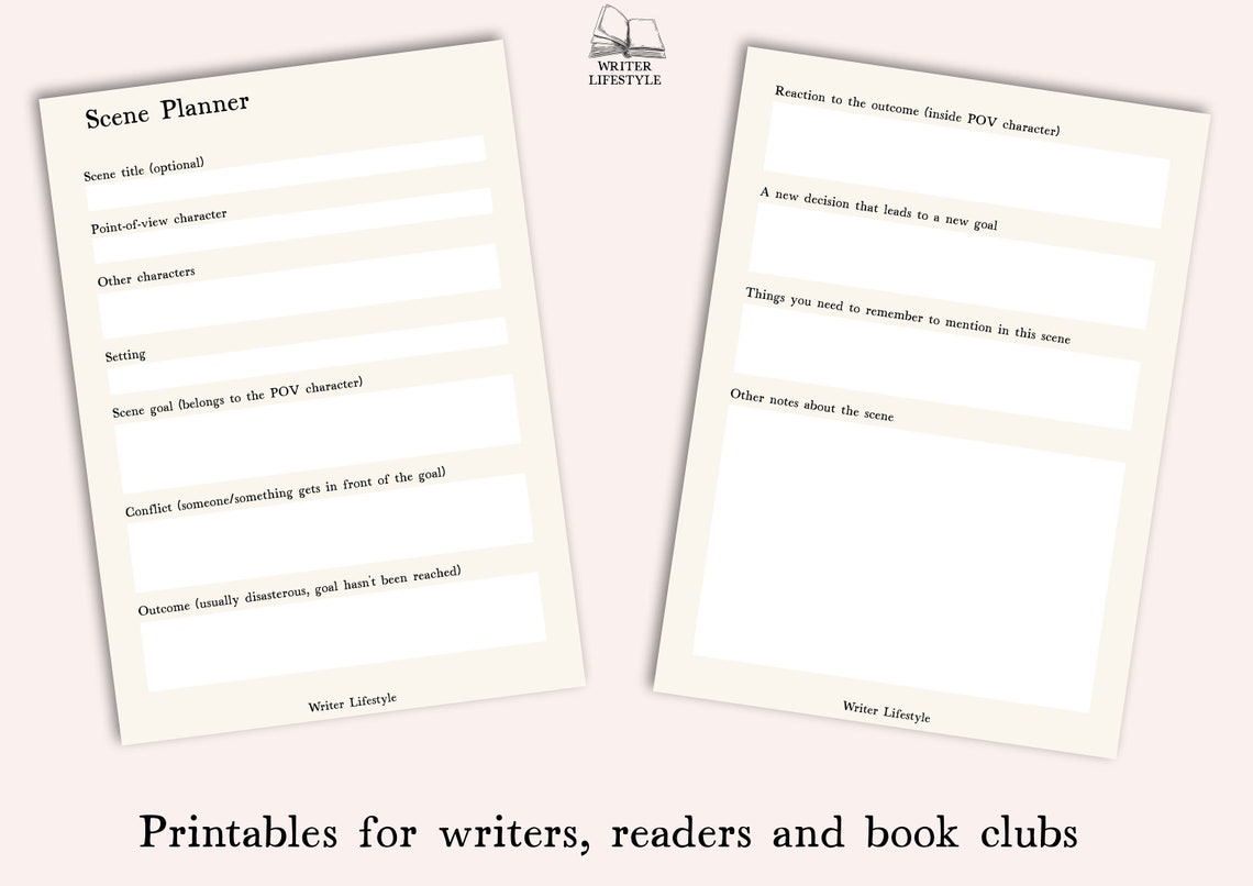 Novel Scene Planner Printable, Novel Outline Template, Writing a Novel ...
