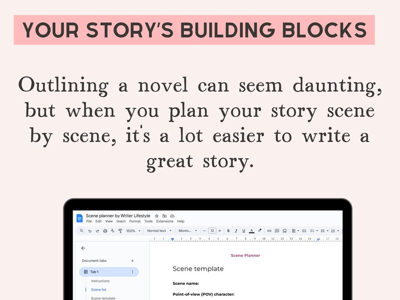 Google Docs Scene Planner for Plotting a Novel, Novel Writing Outline ...