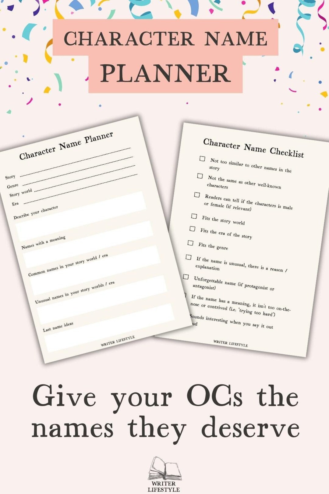 Character Name Planner, Printable and Digital Writer Worksheet - Etsy