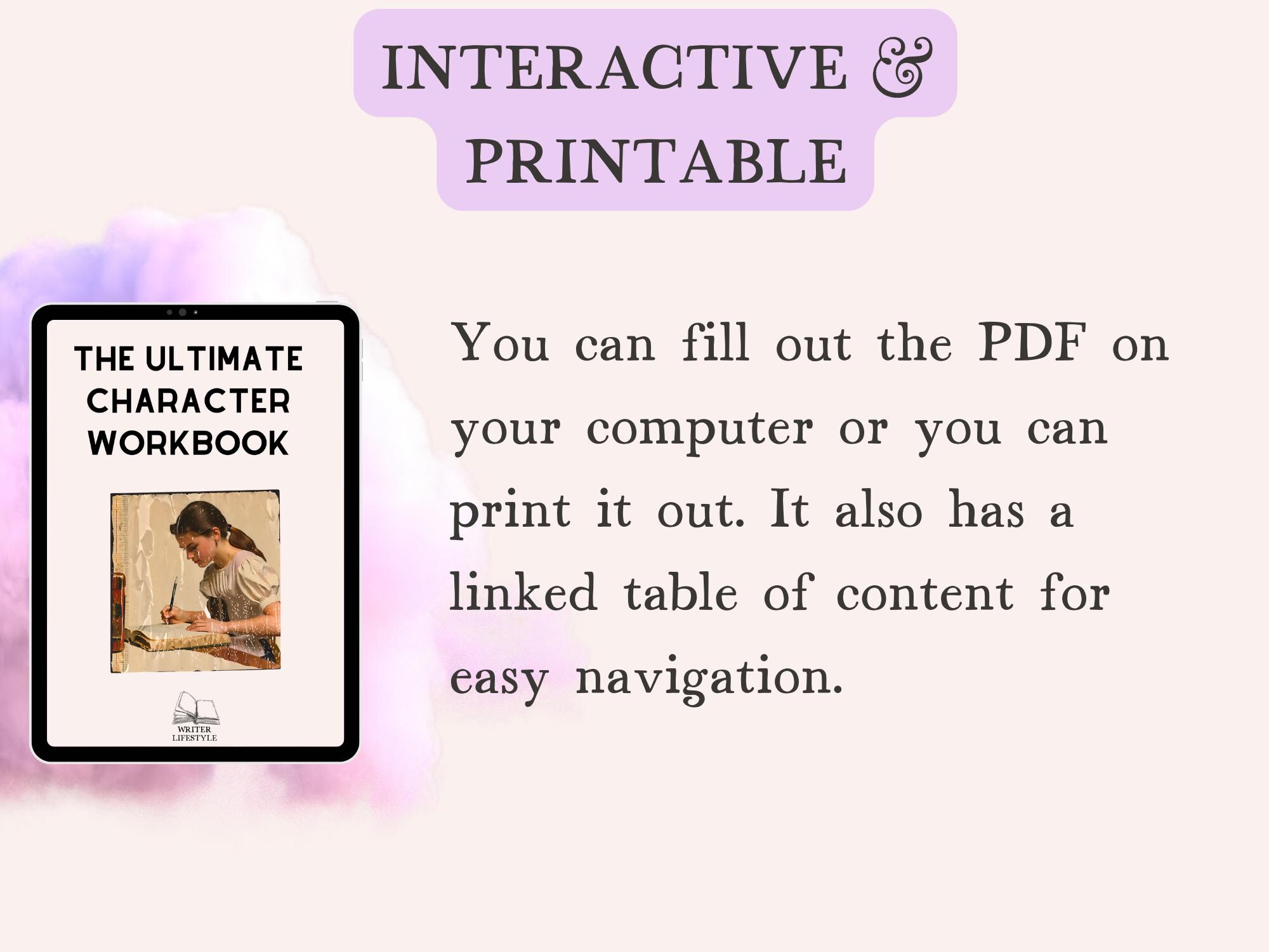 The Ultimate Character Workbook PDF, Interactive and Printable ...