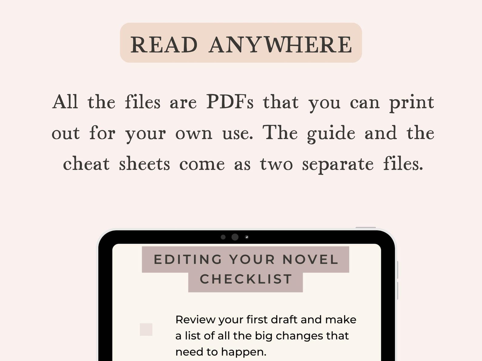 Quick Guide and Cheat Sheets to Editing Your Novel, Printables for ...